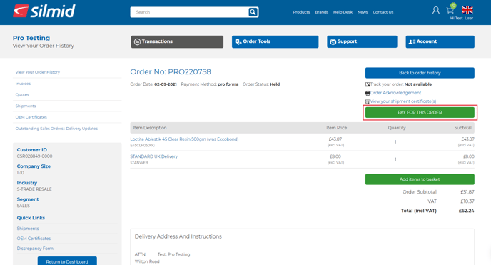 How to pay for a Proforma online